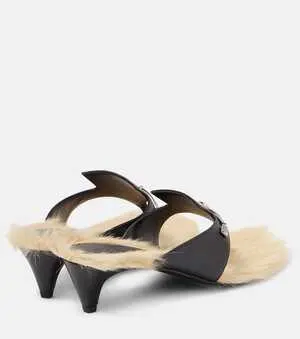 Magda Butrym Shearling-trimmed Leather Sandals