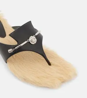 Magda Butrym Shearling-trimmed Leather Sandals