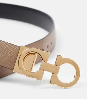 FERRAGAMO Gancini Reversible Leather Belt - Beige
