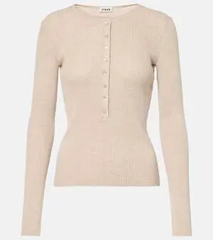 Staud Macaw Cotton And Cashmere Henley Shirt