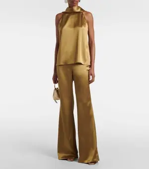 Galvan Atruvia Wide-leg Satin Pants - Green