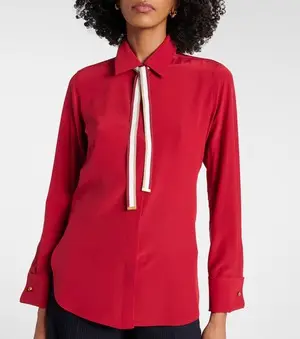 Max Mara Apollo Bow-detail Silk Crepe Blouse