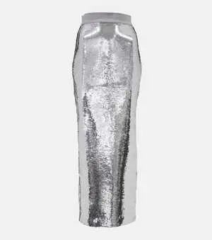 Alex Perry Denton Sequin-embellished Maxi Skirt - Silver