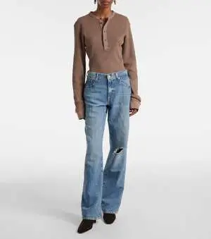7 For All Mankind Tess Wide-leg Distressed Jeans