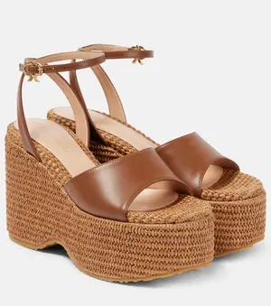 GIANVITO ROSSI Leather Platform Espadrilles - Brown