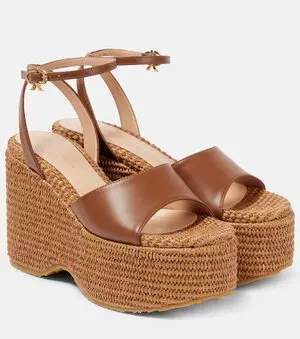 GIANVITO ROSSI Leather Platform Espadrilles - Brown