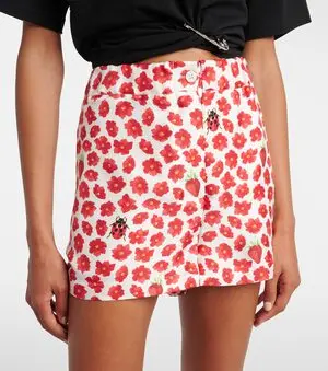 Versace Floral Printed Silk Twill Shorts - White