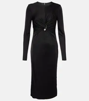 Versace Versace Safety Pin Gathered Midi Dress Black
