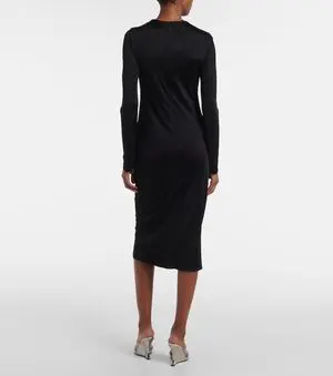 Versace Safety Pin Gathered Midi Dress - Black