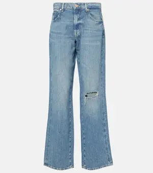 7 For All Mankind Tess Distressed Wide-leg Jeans