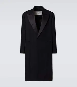 JIL SANDER Silk-trimmed Wool Coat