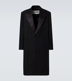 JIL SANDER Silk-trimmed Wool Coat - Black