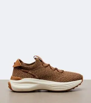 TOD'S Knitted Lace-up Sneakers - Brown