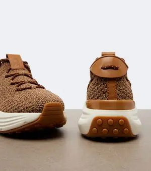 TOD'S Knitted Lace-up Sneakers - Brown