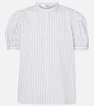 FRAME The Gathered Cotton-blend Top - Blue