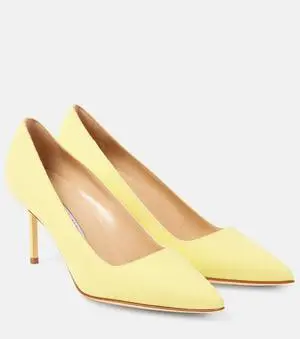 Manolo Blahnik Bb 70 Suede Pumps - Yellow