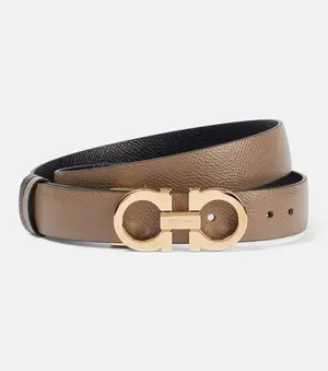 FERRAGAMO Gancini Reversible Leather Belt - Beige