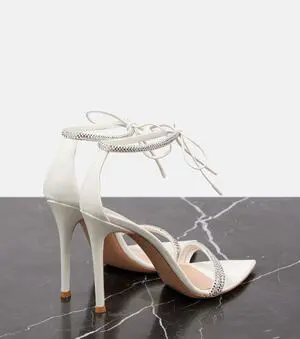 GIANVITO ROSSI Bridal Montecarlo 105 Embellished Sandals - White