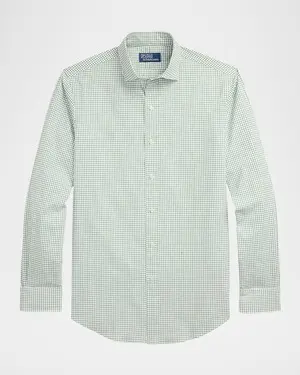 Polo Ralph Lauren Men & Apos;s Glen Plaid Poplin Sport Shirt White/green