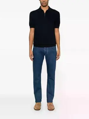 Eric Bompard Zip-up Piqué Polo Shirt