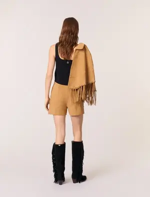 Maje Fringed Leather Shorts
