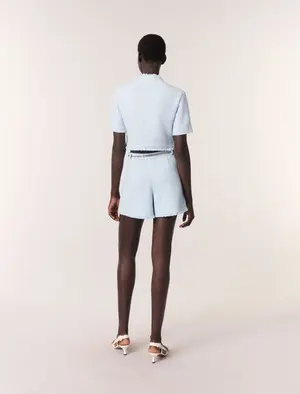 Maje Tweed Shorts With Chain Belt