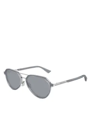 Bottega Veneta Pilot Sunglasses, 55mm - Light-blue