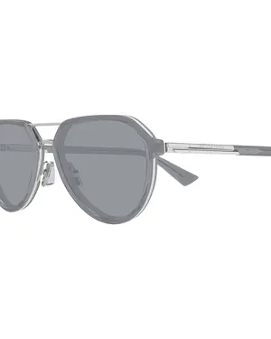 Bottega Veneta Pilot Sunglasses, 55mm - Light-blue