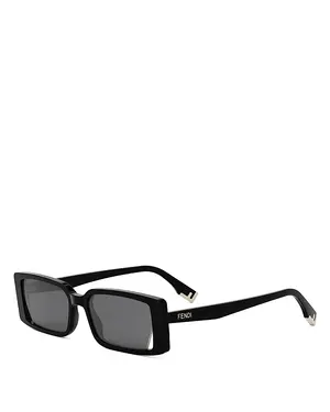 Fendi Way Rectangular Sunglasses, 53mm Black/smoke