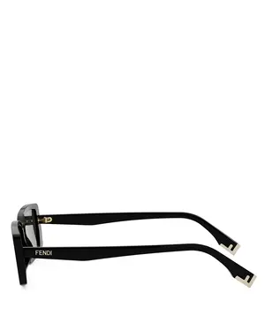 Fendi Way Rectangular Sunglasses, 53mm - Black/smoke