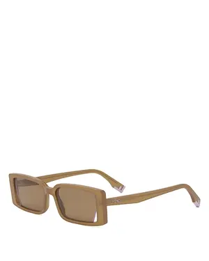 Fendi Way Rectangular Sunglasses, 53mm Orange
