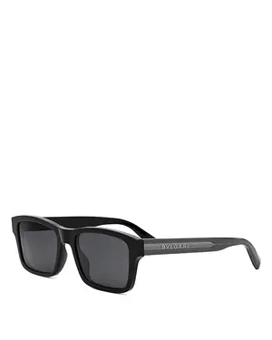 BVLGARI Tubogas Rectangular Sunglasses - Black/crystal/smoke