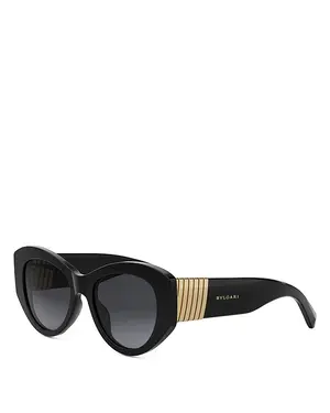 BVLGARI Tubogas Oval Sunglasses - Black/smoke Grad