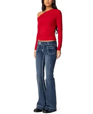 EDIKTED Asymmetric Long Sleeve Top