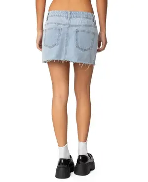 EDIKTED Denim Mini Skirt - Light Blue