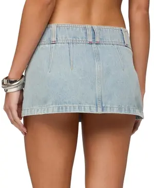 EDIKTED Rae Denim Mini Skort - Light-blue