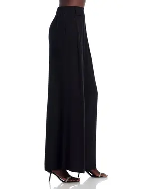 Aqua Pleated Wide Leg Pants - Black