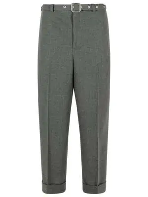 JIL SANDER Wool Wide Leg Trousers - Grey