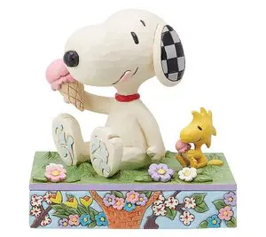 JIM SHORE Peanuts Snoopy & Woodstock Eating Ce Cream Fig - One-color