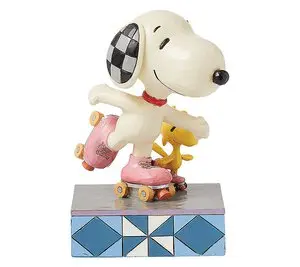 JIM SHORE Peanuts Snoopy & Woodstock Roller Kating Fig - One-color