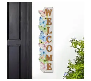 GLITZHOME 42' Solid Wood 'welcome' Porch Sign W Ith Butterfly - One-color