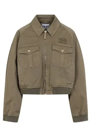 Miu Miu Miu Miu Zip-Up Cropped Jacket - Green