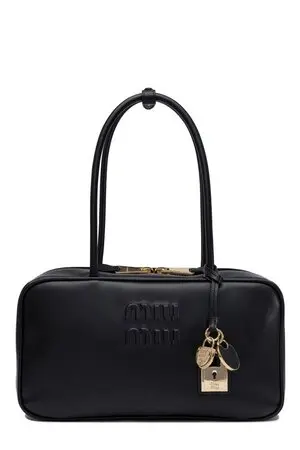 Miu Miu Logo-embossed Zipped Handbag - Black