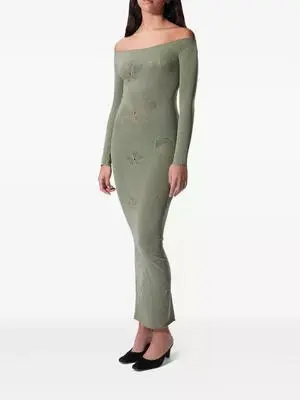 MARGHERITA MACCAPANI Monogram-pattern Midi Dress - Green