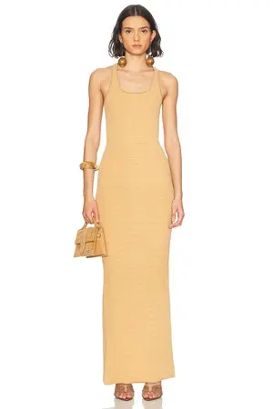 Jacquemus Jacquemus La Robe Scala In White Camel