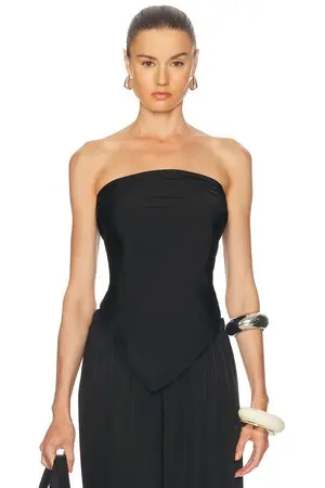 Enza Costa Enza Costa Fluid Twill Scarf Top In Cream Black