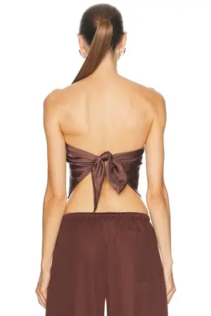 Enza Costa Fluid Twill Scarf Top In Cream - Chocolate