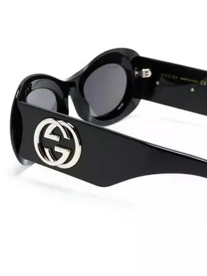 Gucci Interlocking G Oval Sunglasses - Black