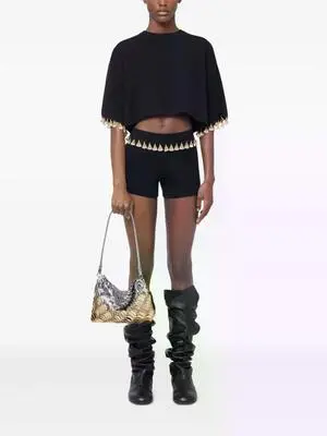 Rabanne Knitted Cropped T-shirt - Black