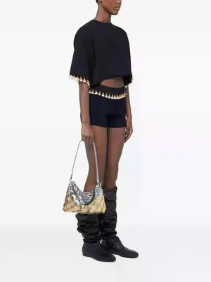 Rabanne Knitted Cropped T-shirt - Black